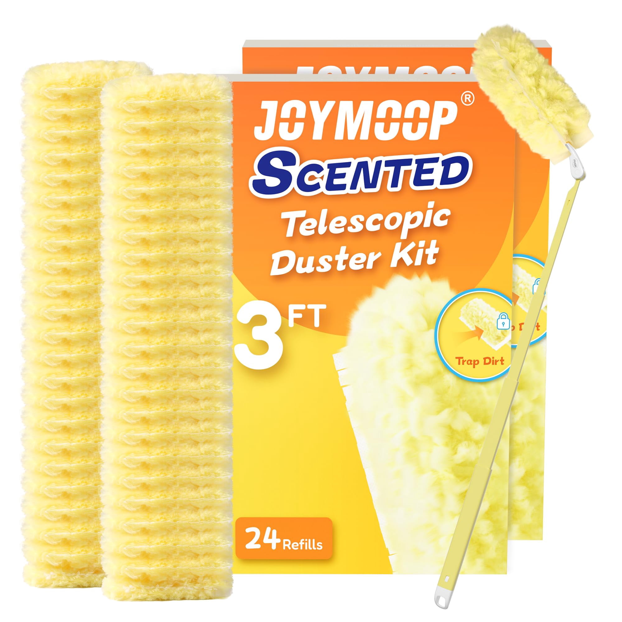 JOYMOOP Scented Telescopic Duster kit, 3FT Extendable Handle (Yellow ...