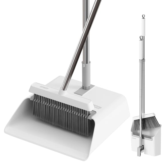 Broom and Dustpan Set with Long Handle, Light Weight Stainless Steel ...