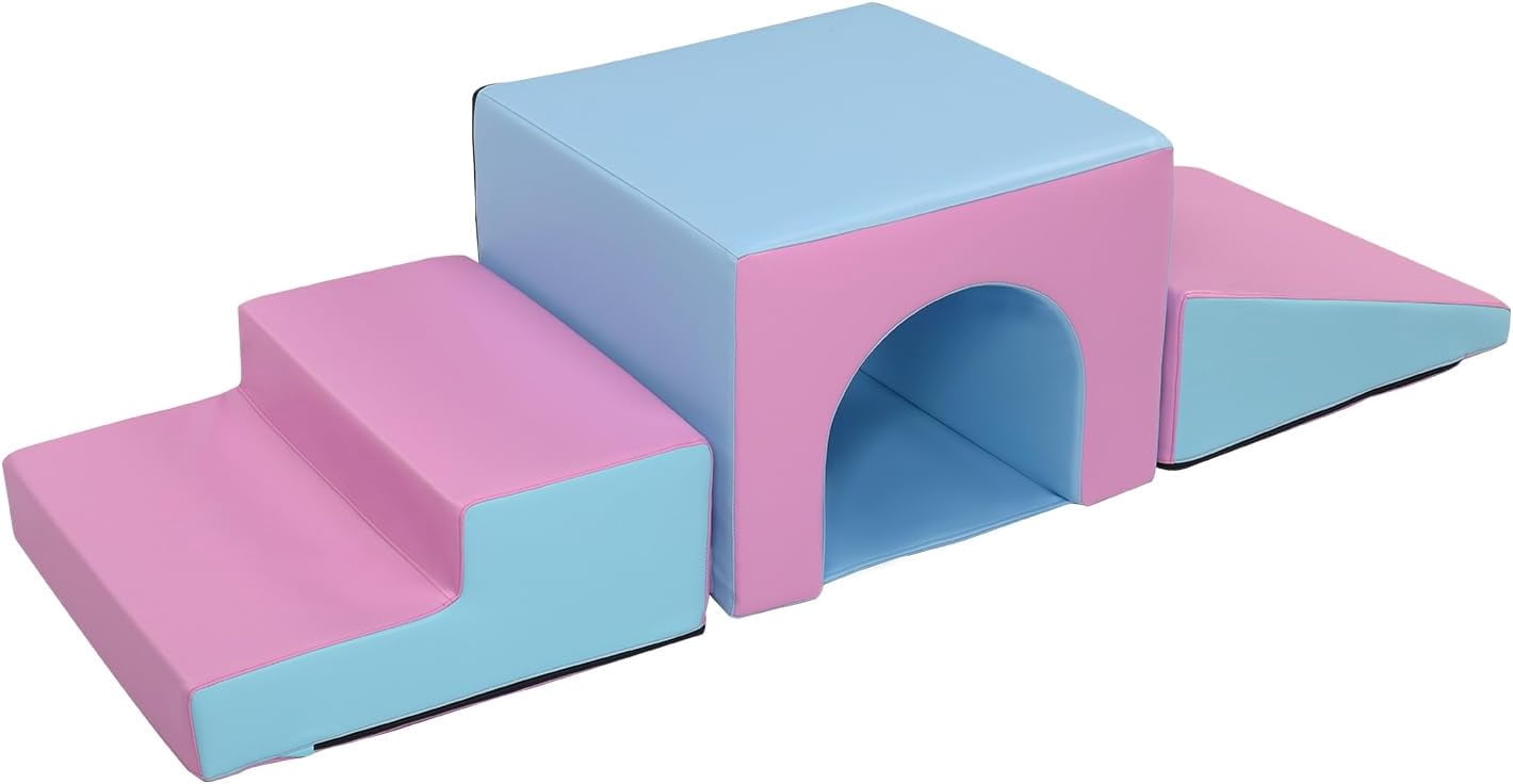 JOYMOR Foam Activity Climbing Playset, Toddler Ramp Slide Stairs ...
