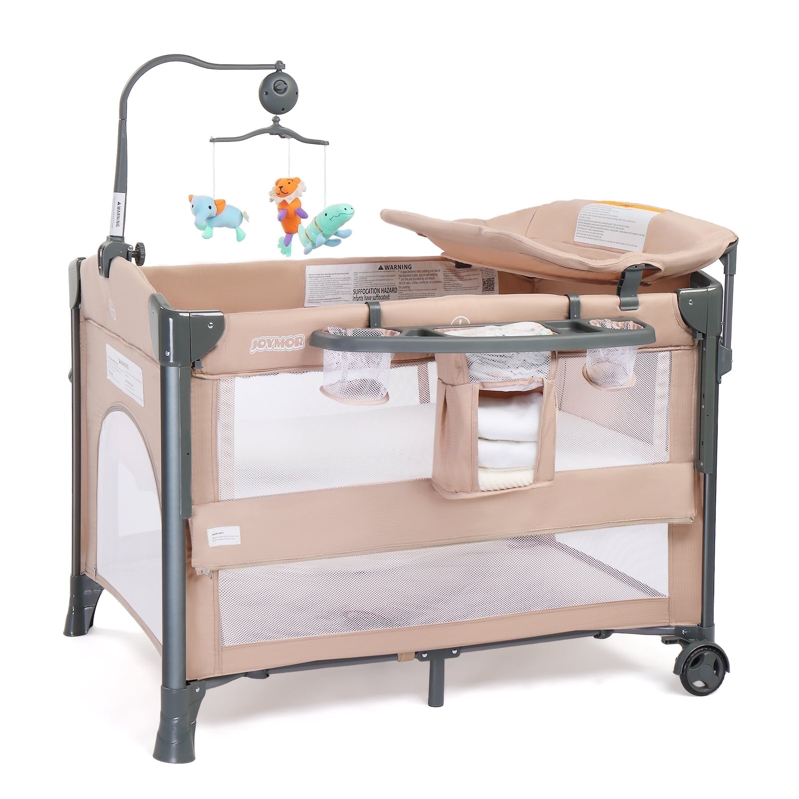 JOYMOR 4 in 1 Baby Bassinet Bedside Sleeper, Changing Space, Grow with ...