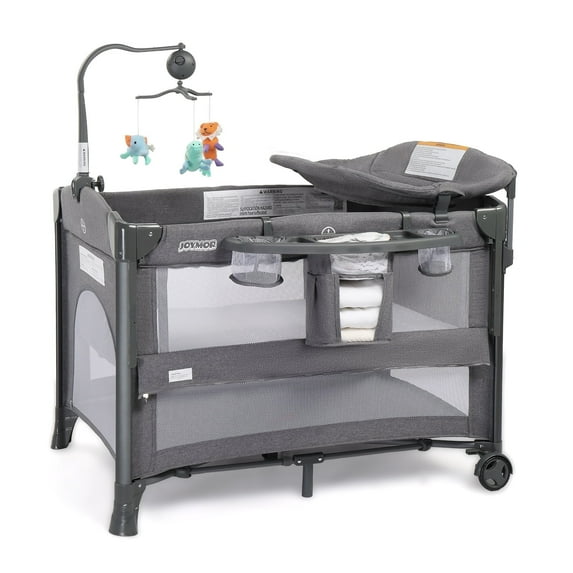 JOYMOR 4-in-1 Portable Crib, Bedside Bassinet with Baby Side Bed ...