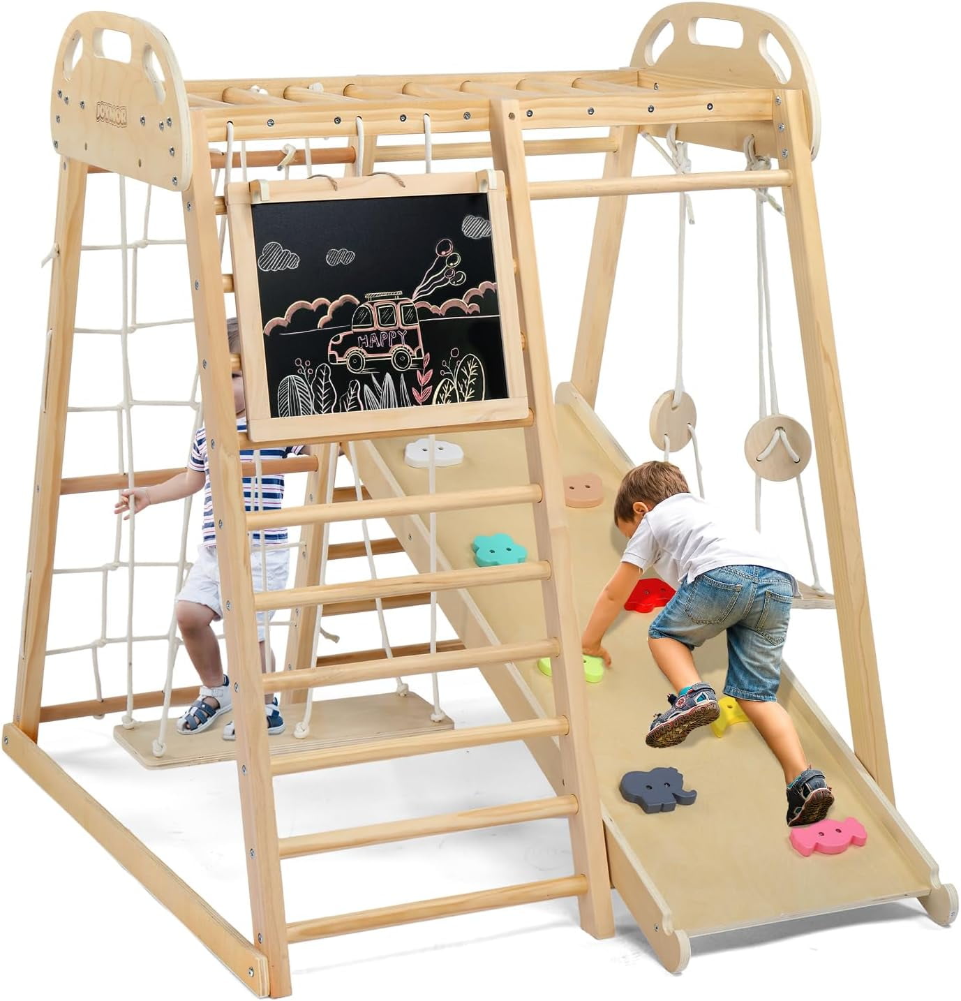 JOYMOR 8-in-1 Indoor Jungle Gym for Kids and Toddlers with Hanging ...