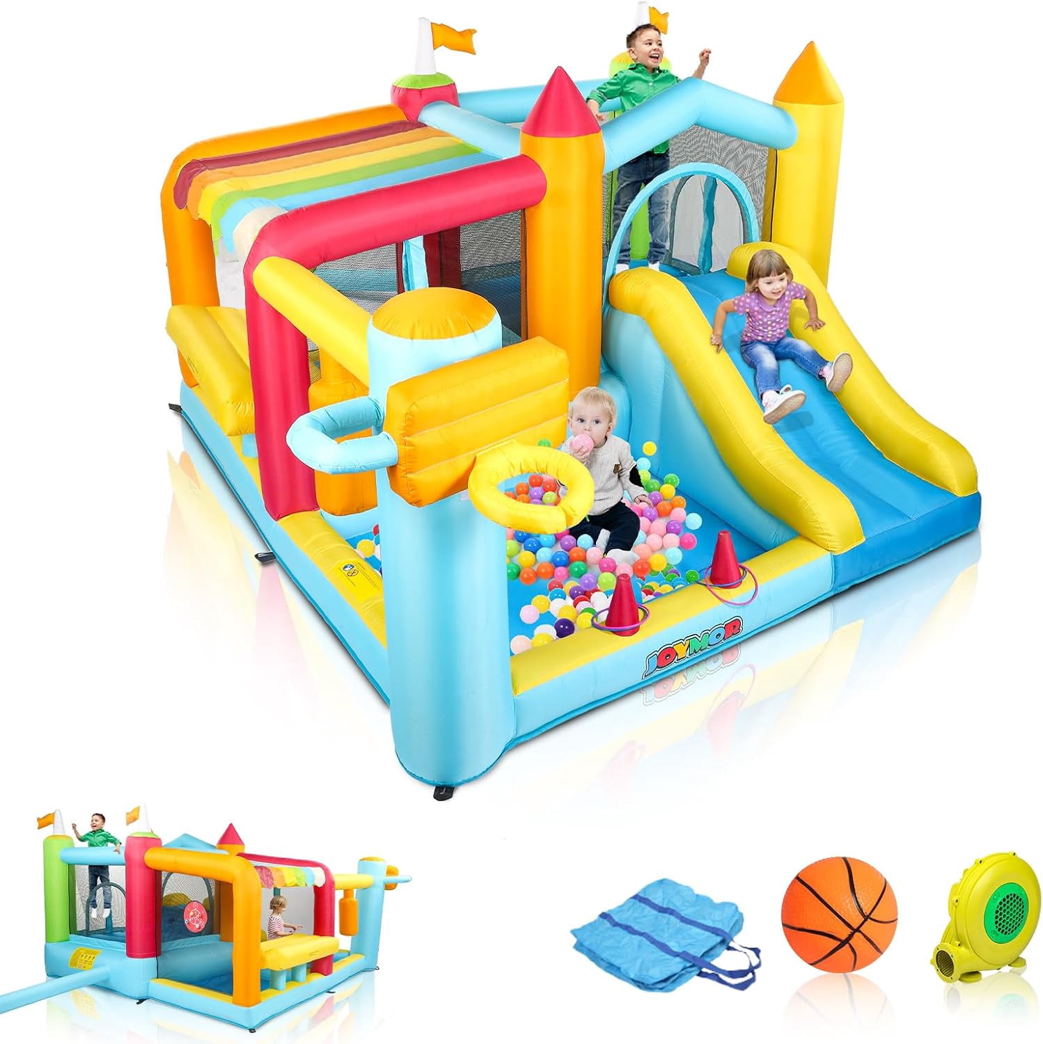 JOYMOR 9-in-1 Bounce House for Big Kids 8-12 w/Height-Adjustable ...