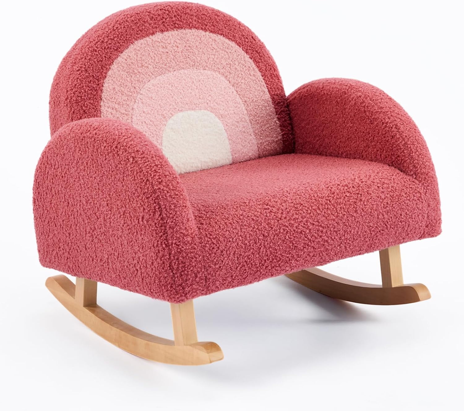 JOYMOR Chair, Teddy Fleece Toddler Rocking Chair with Solid Wood Legs ...