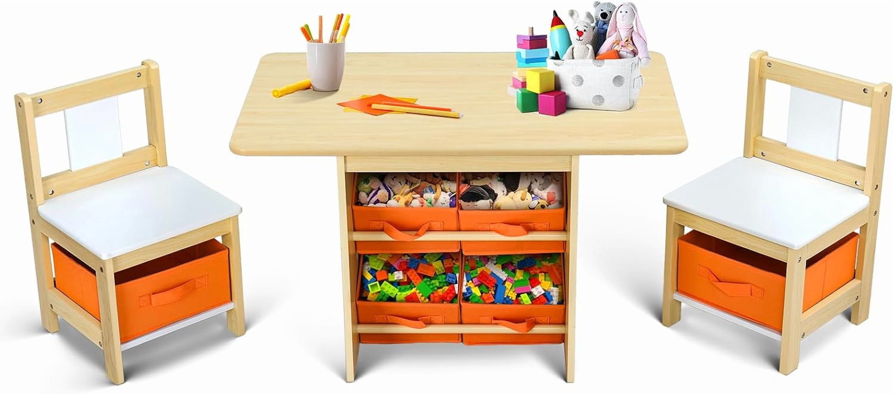 JOYMOR Kids Table and Chairs with Storage, 6 Drawers Toddlers Table and ...