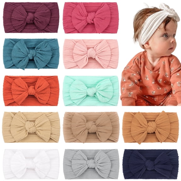 Big Bows Baby Girl Headbands with Bows Elastics Nylon Hairbands ...
