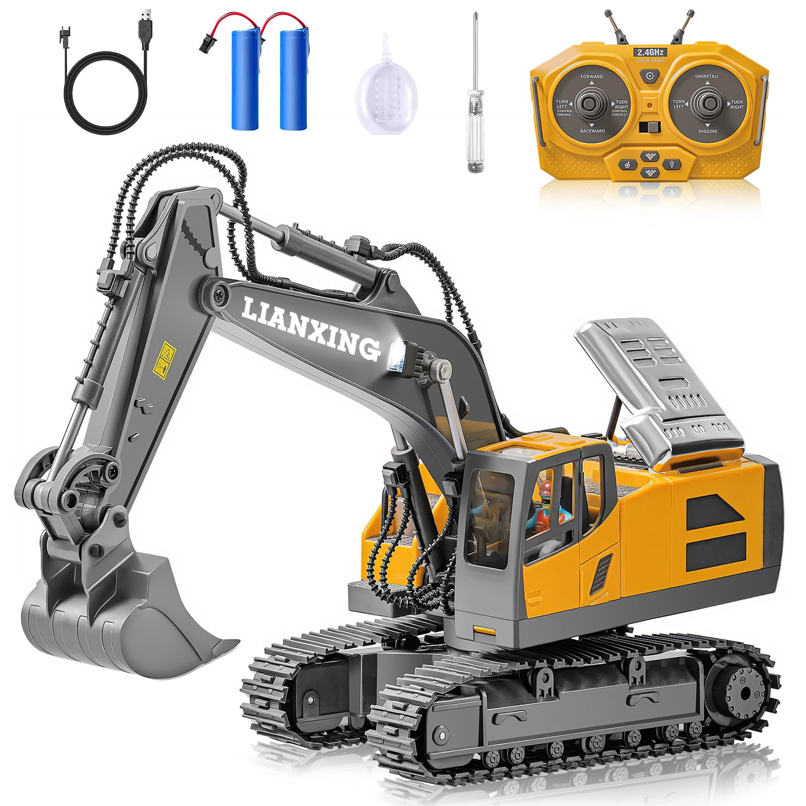 JOYQUEST 1:20 Scale RC Excavator Toy for Kids - 2.4GHz Remote Control ...