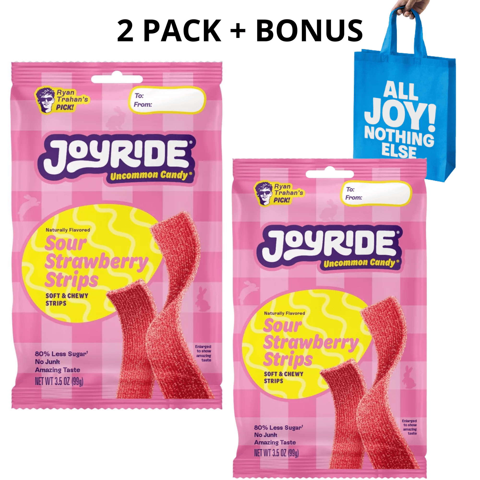JOYRIDE Sour Strawberry Candy Strips - 3.50oz - 2 PACK + BONUS ...