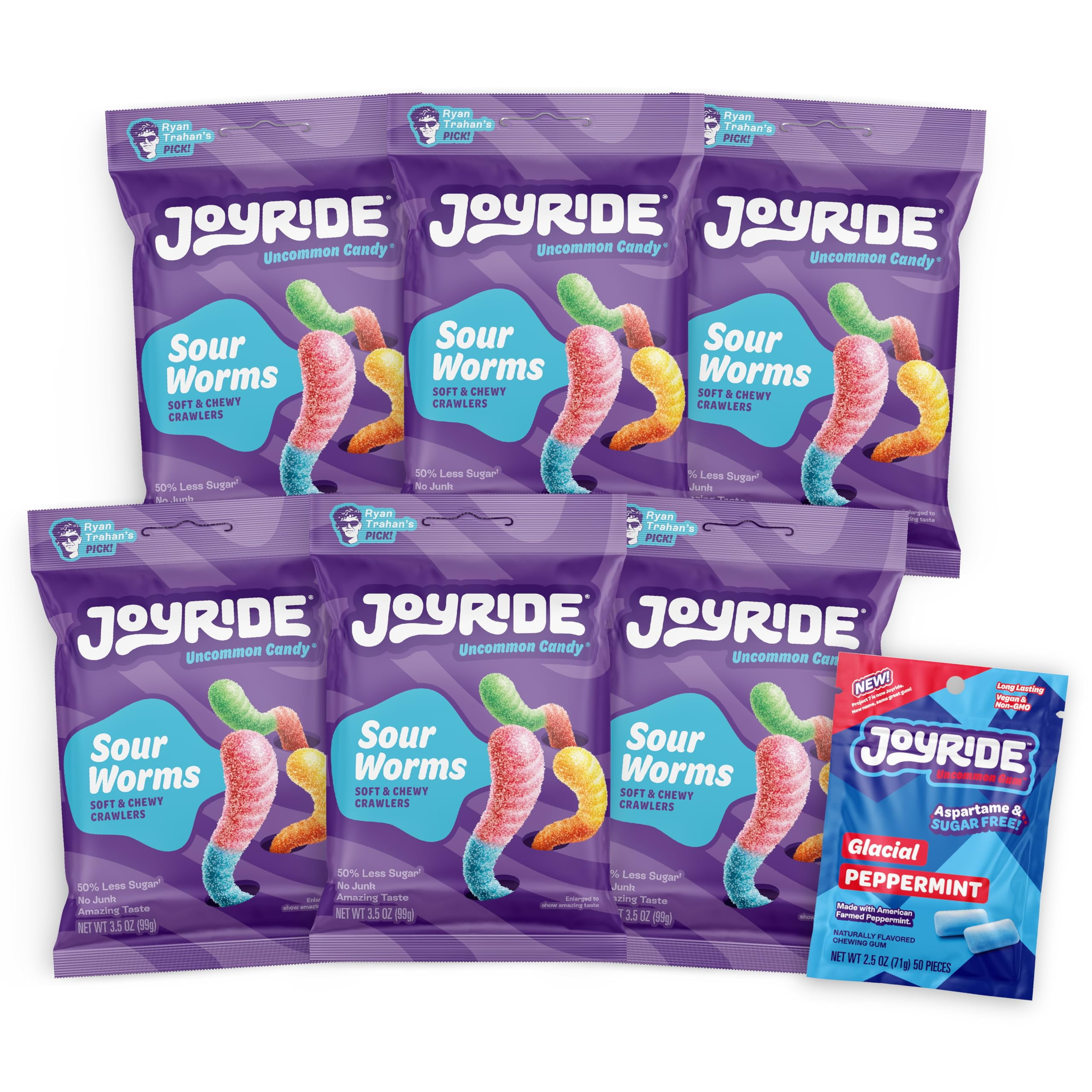 JOYRIDE Sour Worms - XEF1 3.5 oz 6-Pack Bundle with 2.5oz Glacial ...