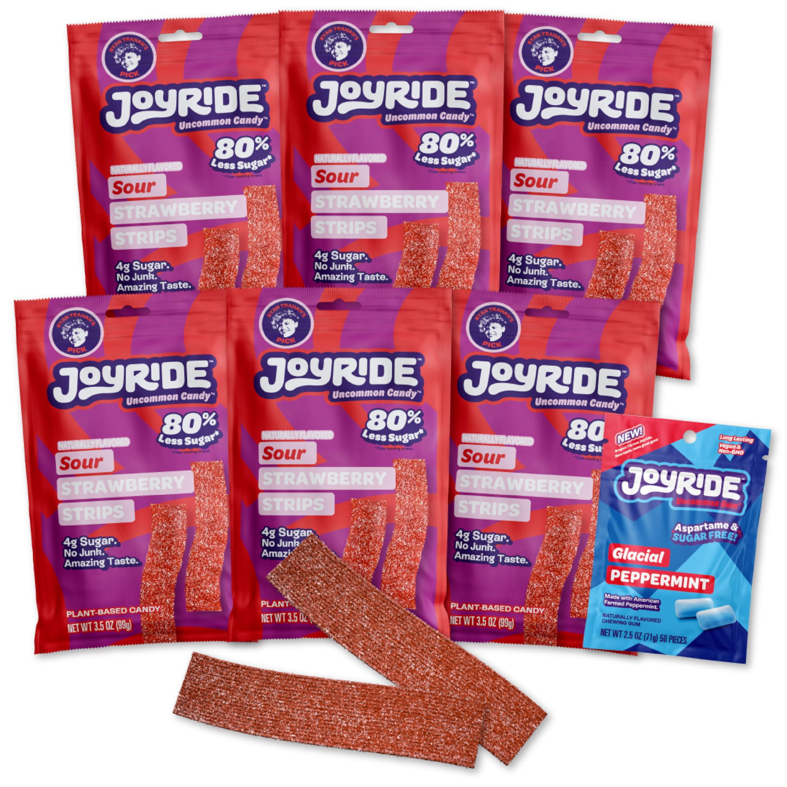 JOYRIDE Strawberry Sour Strips TGF4 - 3.5 oz 6-Pack Bundle with 2.5oz ...