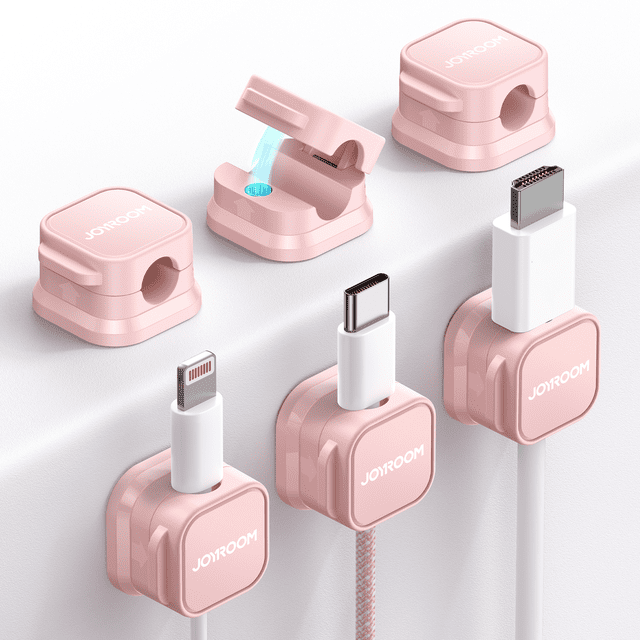 JOYROOM 6 Pack Magnetic Cable Clips Cord Holder, Under Desk Cable ...