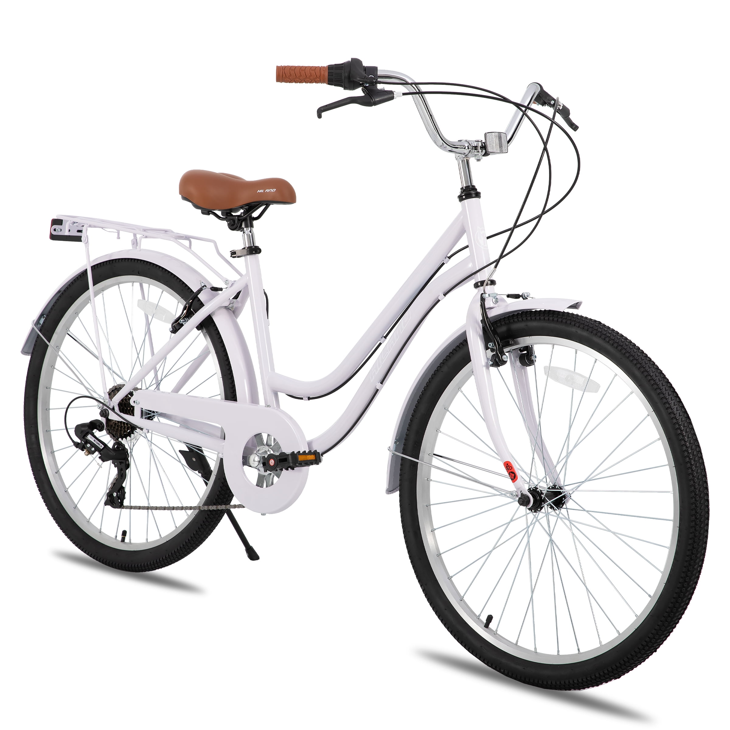 HILAND 26 inch Beach Cruiser Bike for Men and Women, 7 Speed Step ...