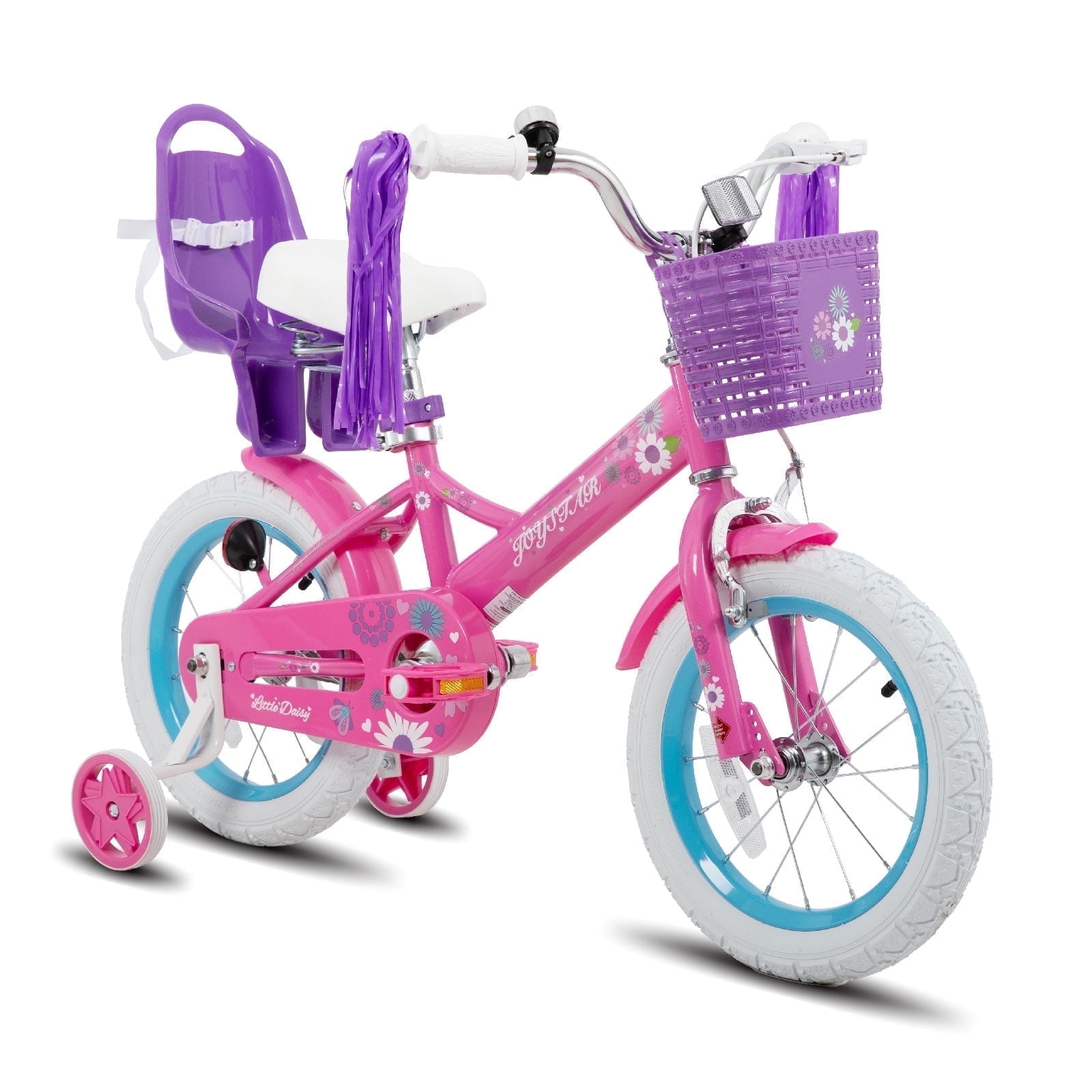 JOYSTAR Little Daisy 16 Inch Kids Bike with Training Wheels, Basket ...