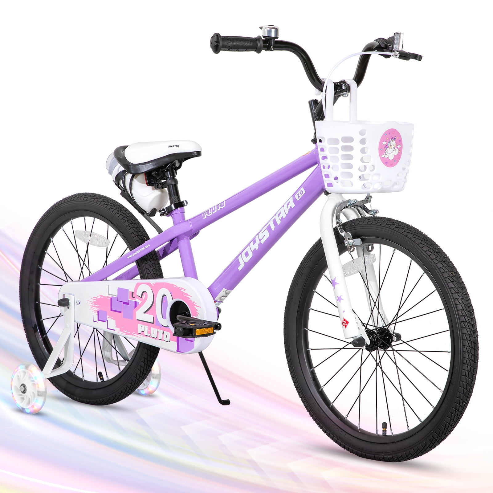 Joystar Pluto Kids Bike, 18 inch, Purple, Training Wheels, Adjustable ...