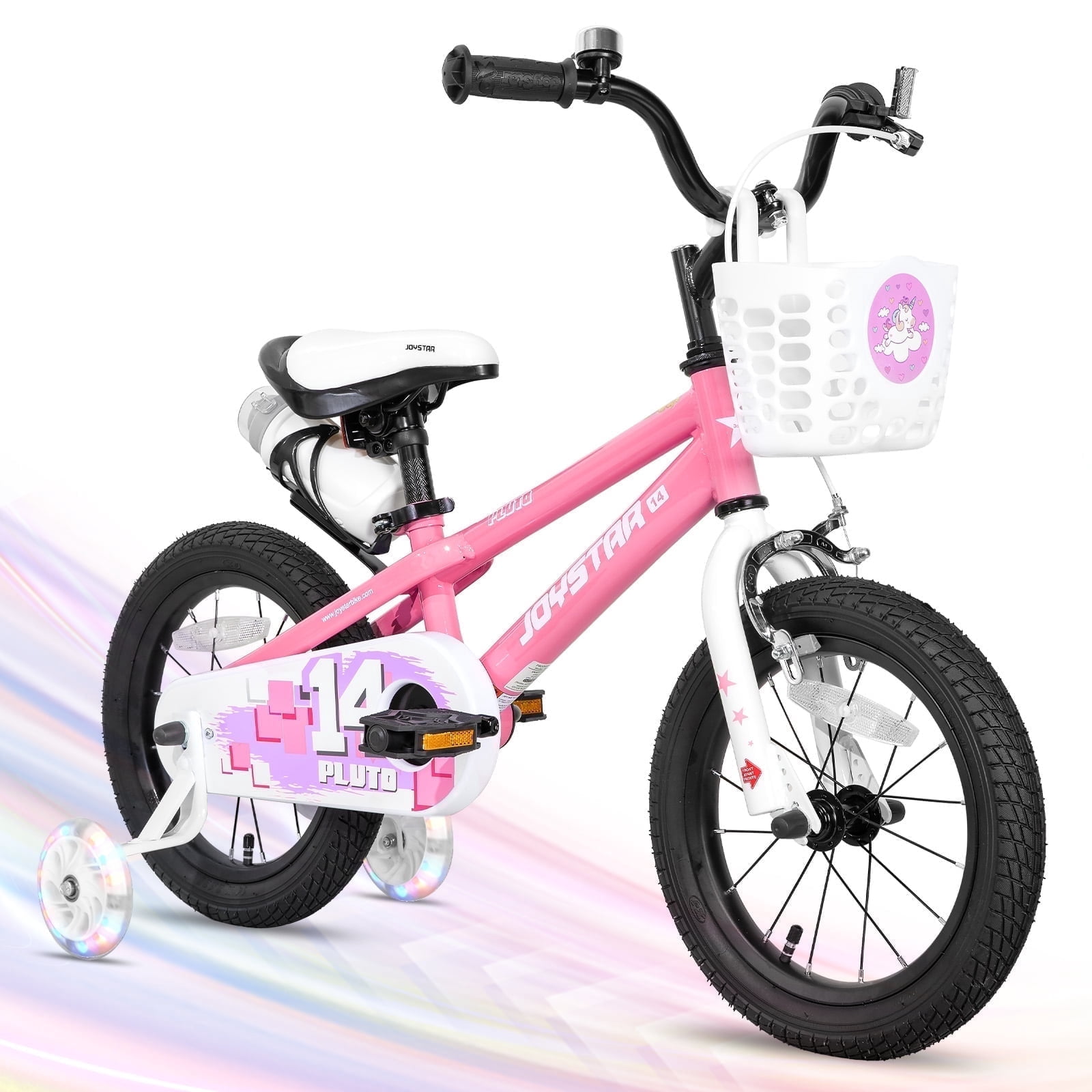 JOYSTAR Pluto Kids Bike with Training Wheels for 14 inch Bike, Pink ...
