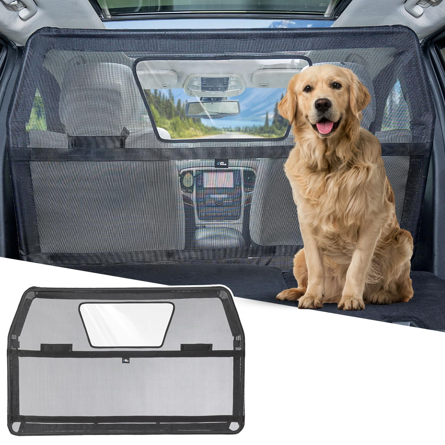 JOYTUTUS 50" Wide Dog YYF14 Car Barrier with Window, Car Barrier for ...