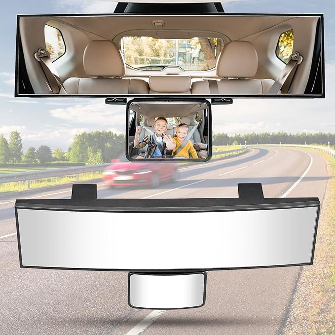 JOYTUTUS Car Rear View Mirror with Baby Mirror, Universal 11 Inch ...