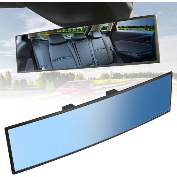 JOYTUTUS Clip-on Rear View Mirror, Universal 12 Inch Panoramic Convex ...