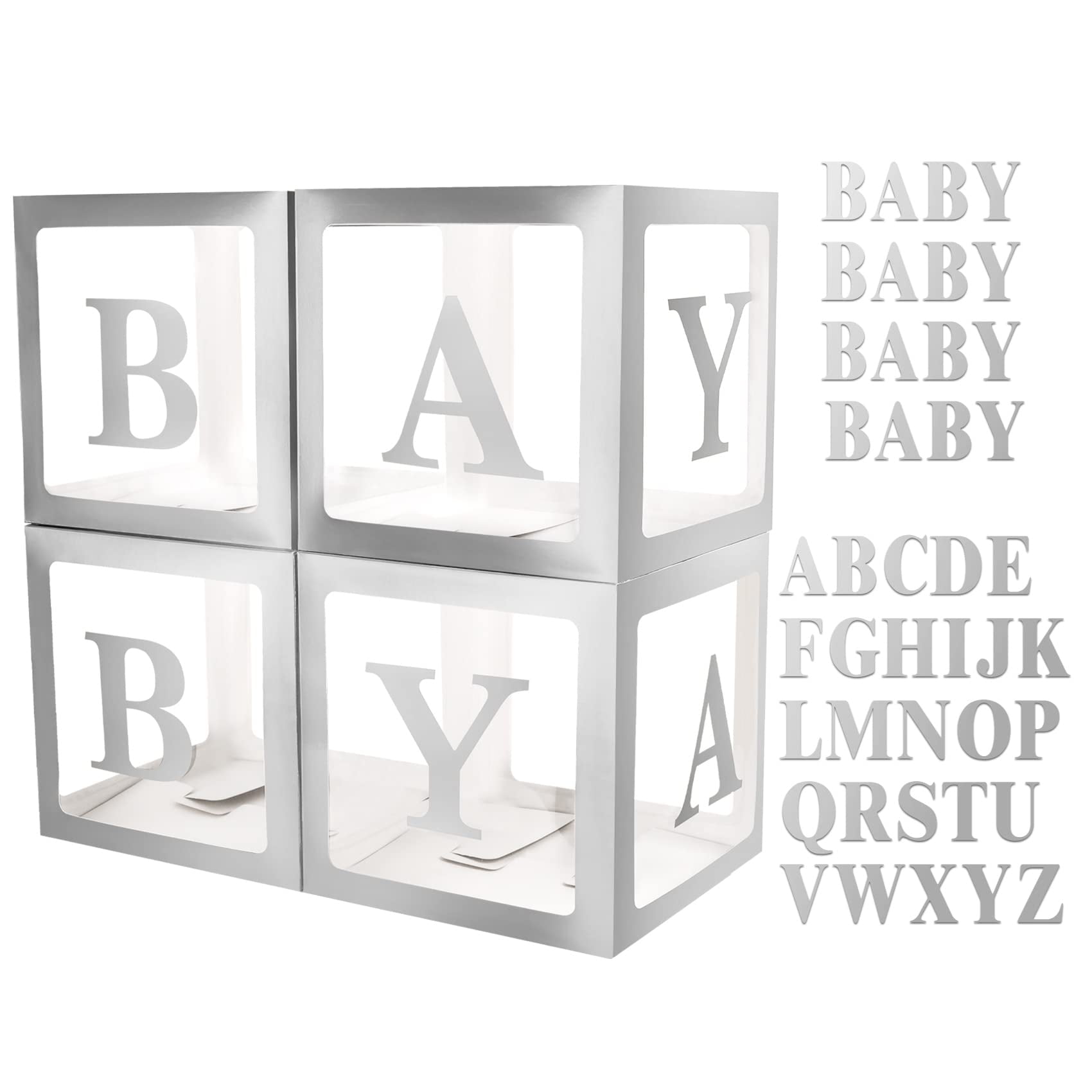 JOYYPOP Baby Boxes with CM31 42pcs Letters(A-Z+Baby) for Baby Shower ...