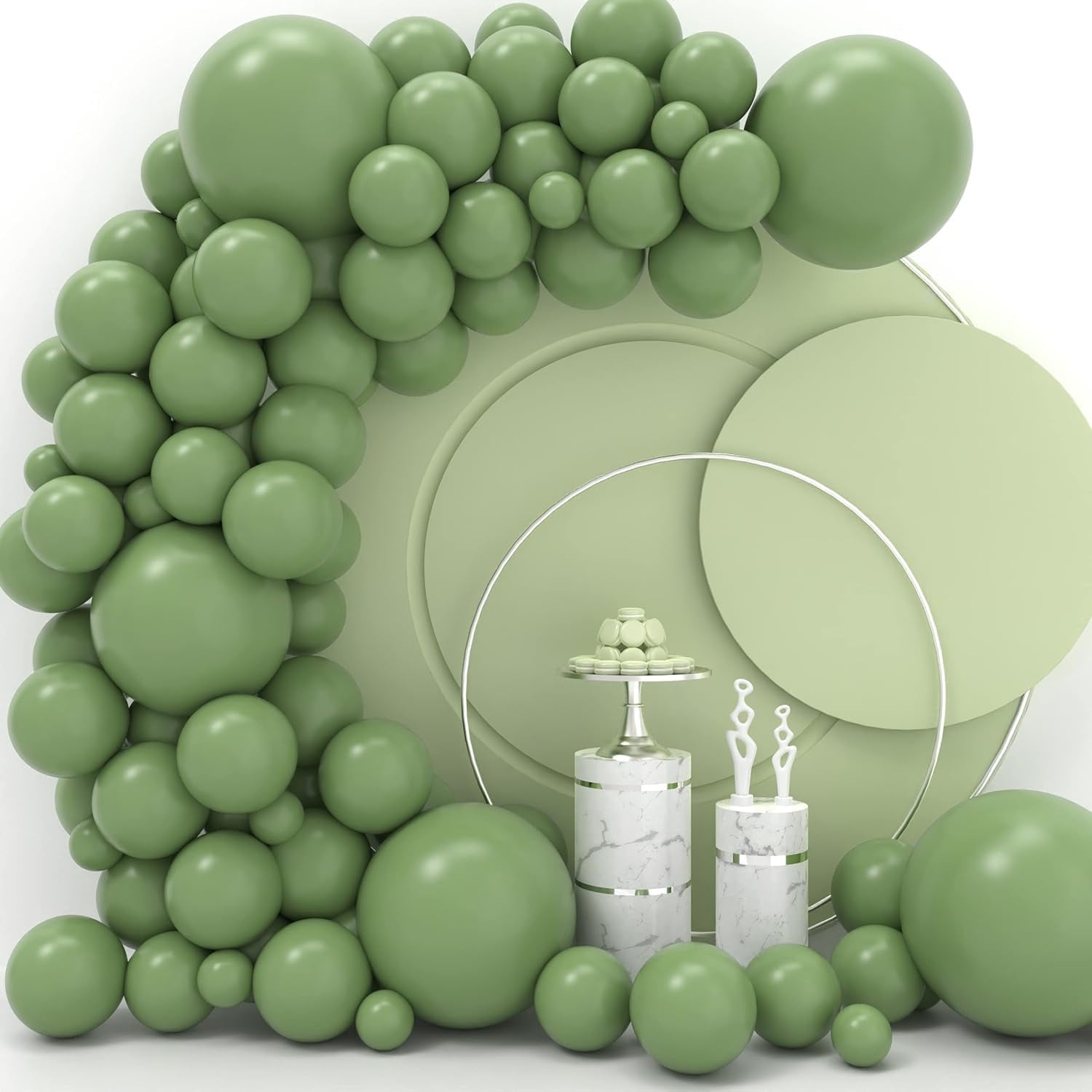 JOYYPOP 110pcs Sage Olive Green Balloon Garland Kit, Macaron Latex ...