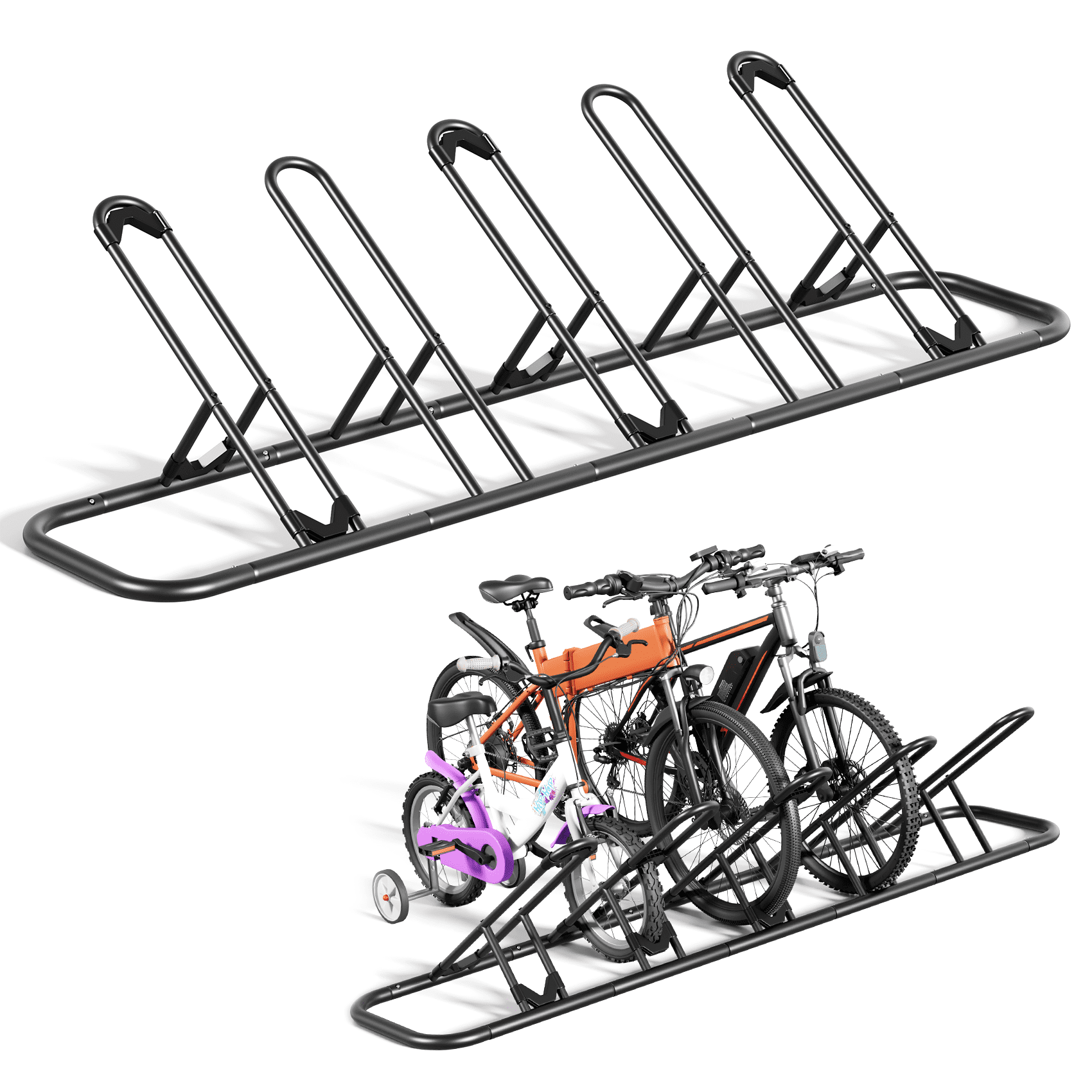 JOZ 5-Bike Floor Parking Rack for Bicycles Wheel(Max Tire Width 2.5 ...