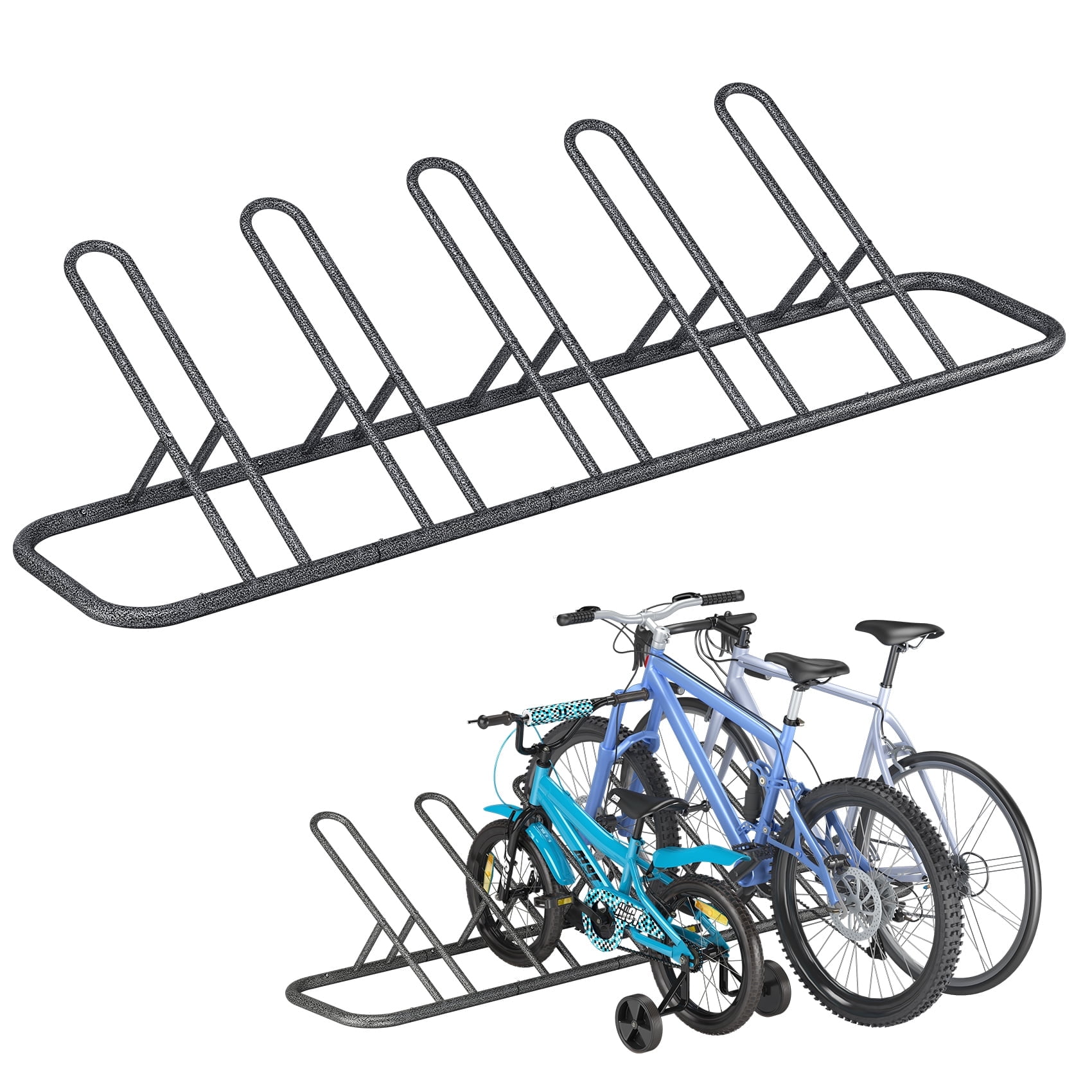 JOZ Portable 5-Bike Floor Parking Rack, Indoor/Outdoor Storage ...