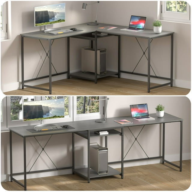 JOZ Two-Way Convertible Computer Desk, 59" L Shaped Gaming Desk with ...