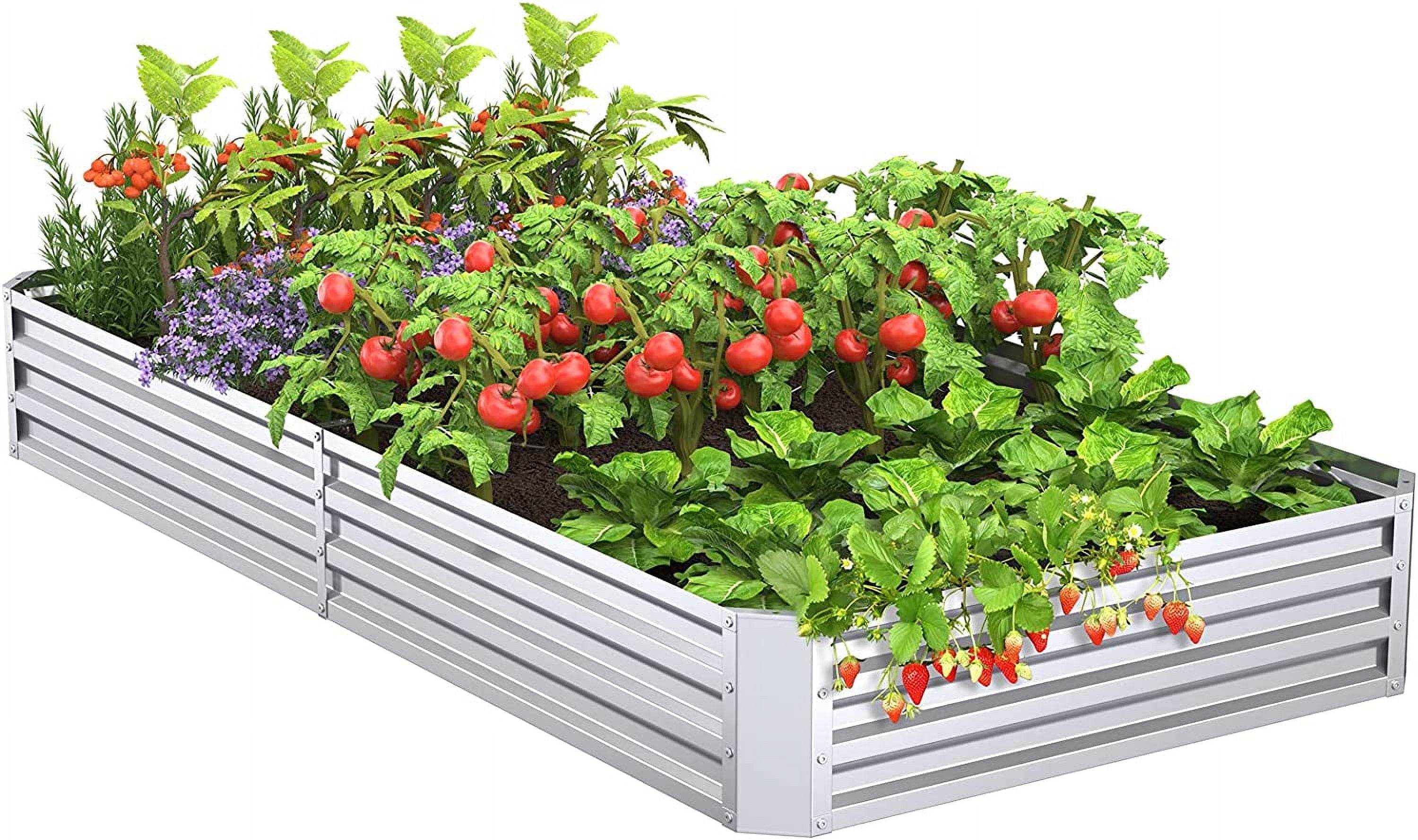 JOZ Rectangular 8x4x1ft Galvanized Raised Garden Bed for Outdoor Use ...