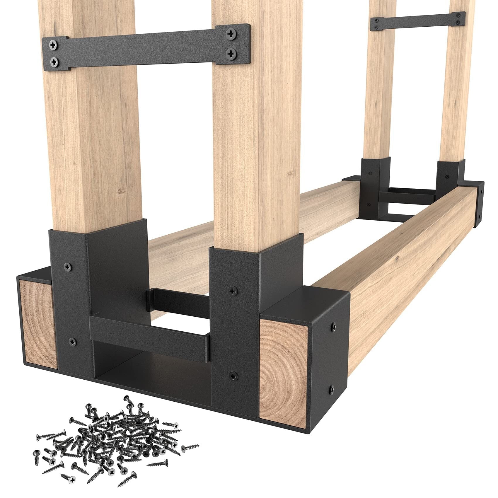 Mr IRONSTONE Firewood Storage Rack Bracket Kit, Adjustable Rack Length ...