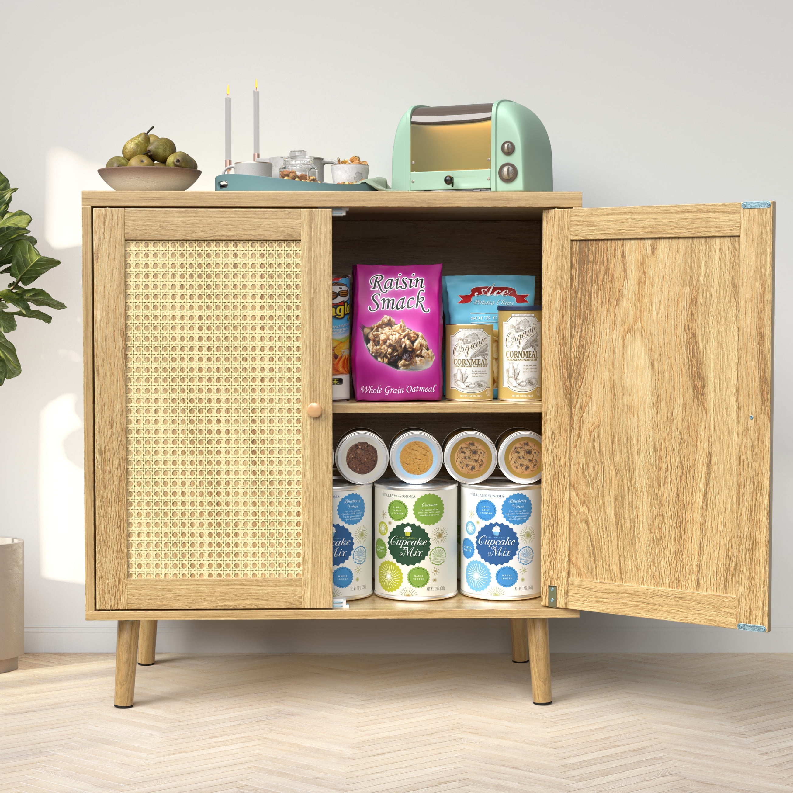 "JOZ Wooden Buffet Cabinet, Dining Room Storage Sideboard, 15.74""D x ...