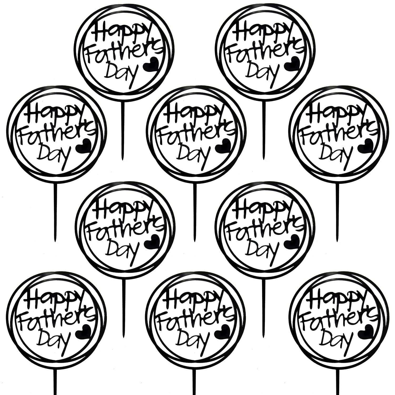 JOZON 10 PiecesTRDN Happy Fathers Day Cake Toppers Black Fathers Day ...
