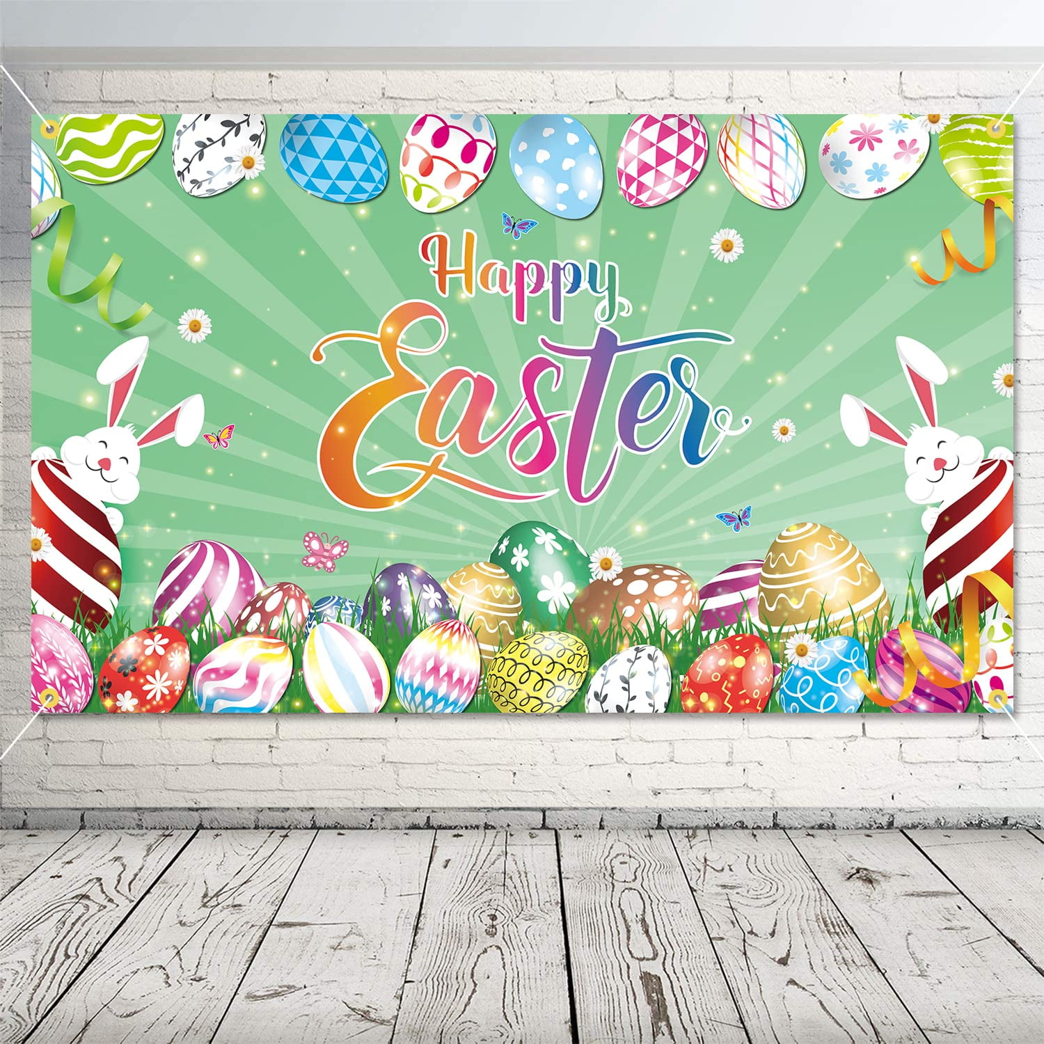 JOZON Happy Easter Backdrop Banner 71 x 43 Inch Large Size Easter ...