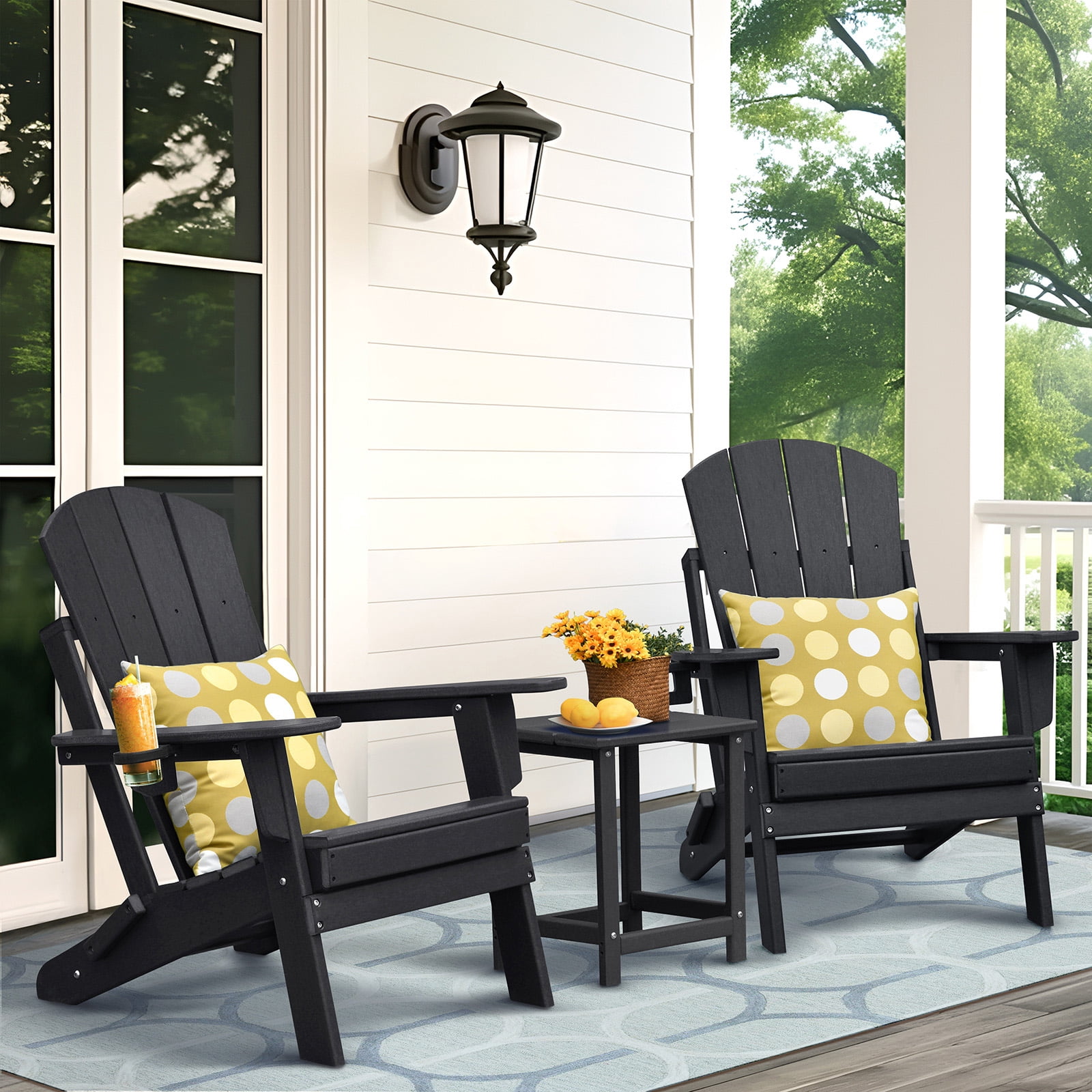 JP OUTDOOR Patio Adirondack Chairs Set of 3, Patio Resin Adirondack ...