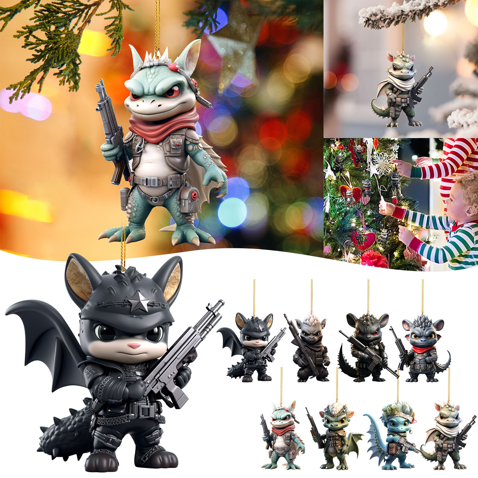 JPGIF Big Deals,2023 New Dragon Christmas Scene Decorated Christmas Hangings House Decorated ...