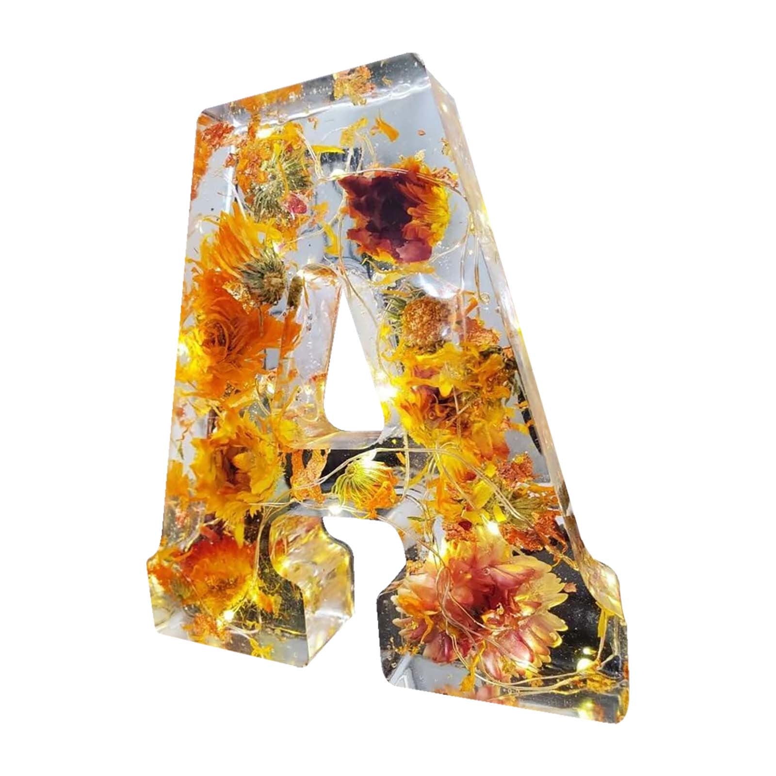 JPGIF Home Decor,Floral Resin Night Light Letter Pressed Flower Resin ...