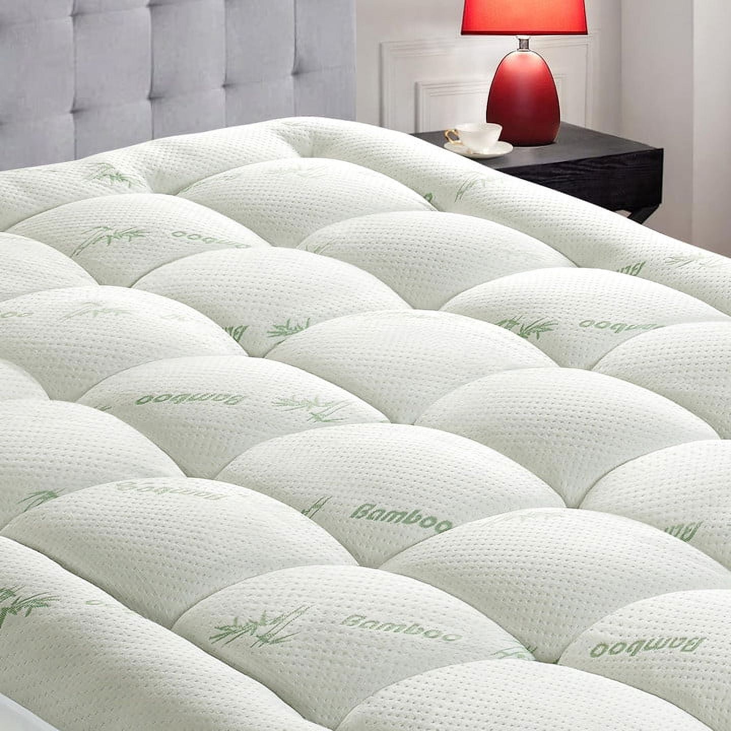 JPHOME Bamboo King Size Quilted Pillowtop Mattress Topper Pad Cover ...