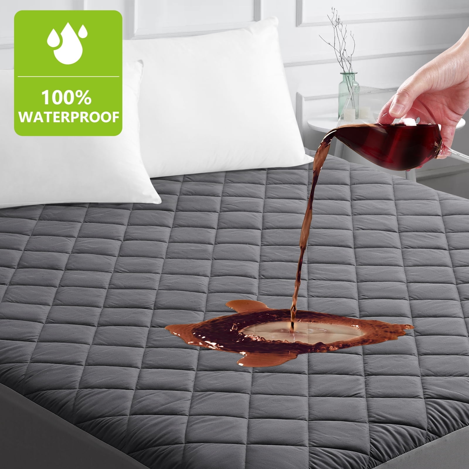 "JPHOME Waterproof Cal King Quilted Fitted Mattress Pad, Deep Pocket 8 ...