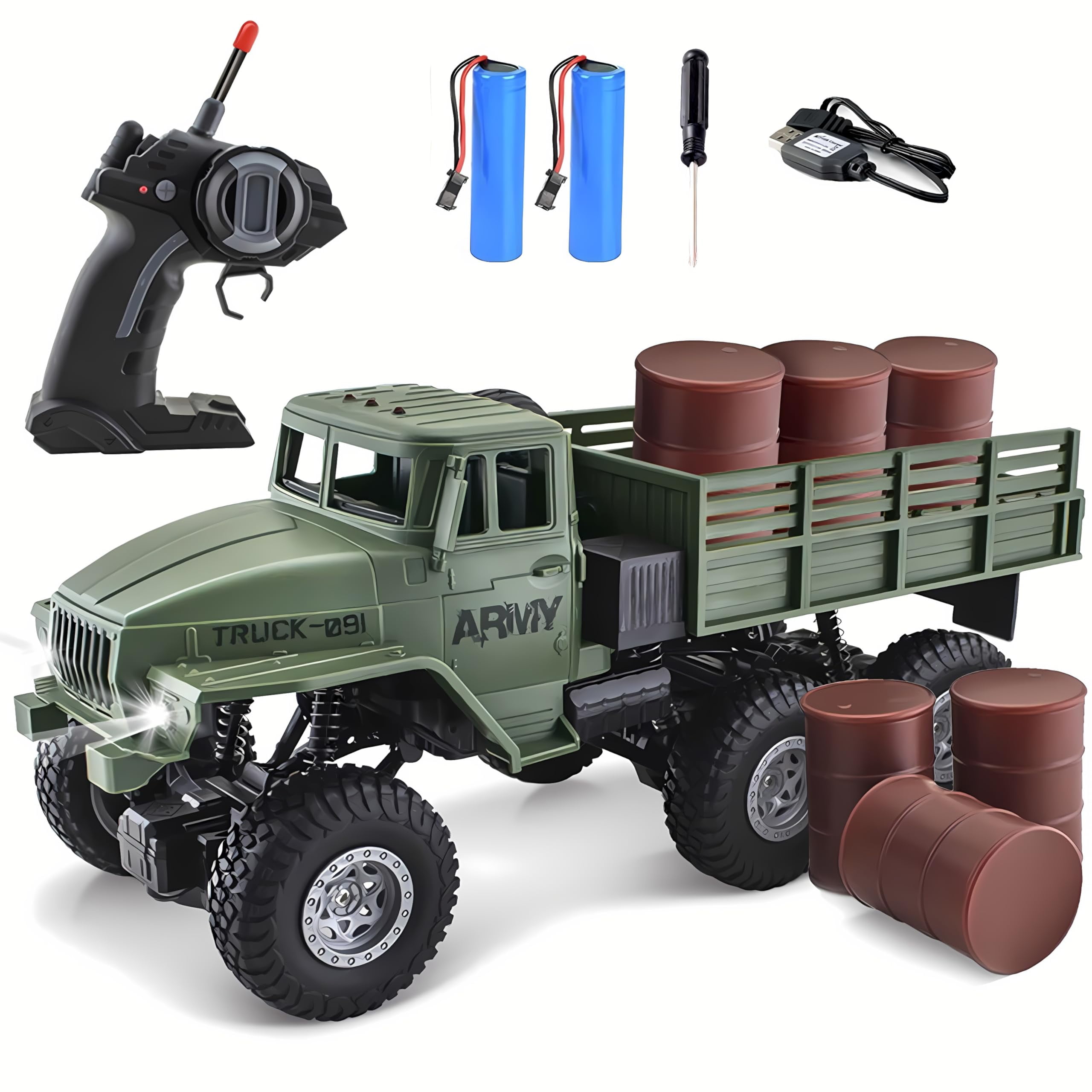 JPJCOOY RC Military Truck 6x6 Road Remote Control Car 1/16 Scale Remote ...