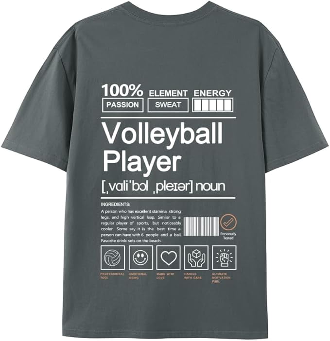 JPLILY Volleyball Player T-Shirt Short Sleeve, 100% Soft Cotton for ...