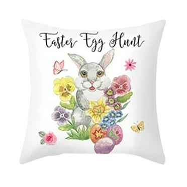 Easter Bunny Throw Pillow Cushion Cover, Photo of Beautiful Rabbit with ...