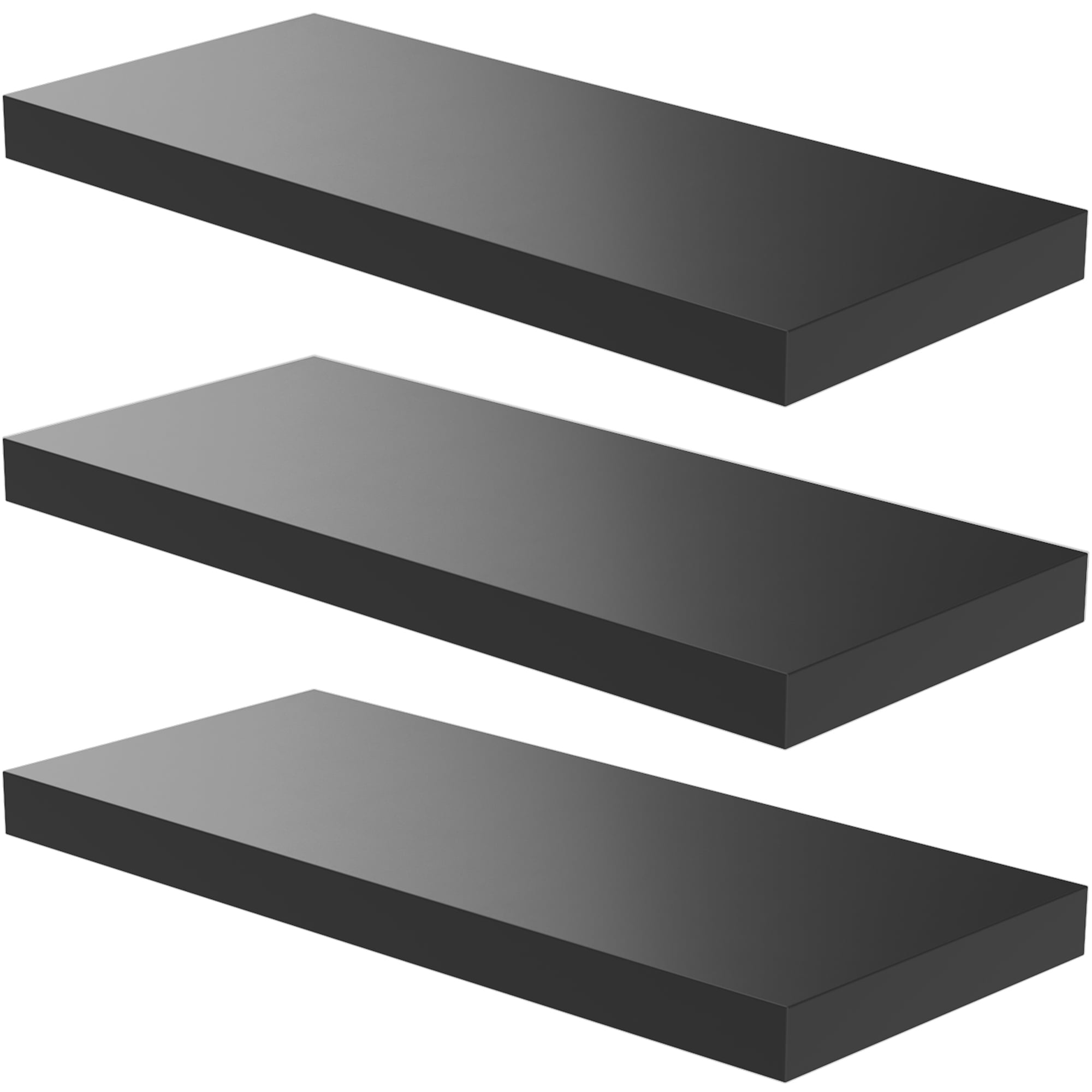 JPND 36 inch Wooden Floating Wall Shelf with Invisible Brackets Set of ...