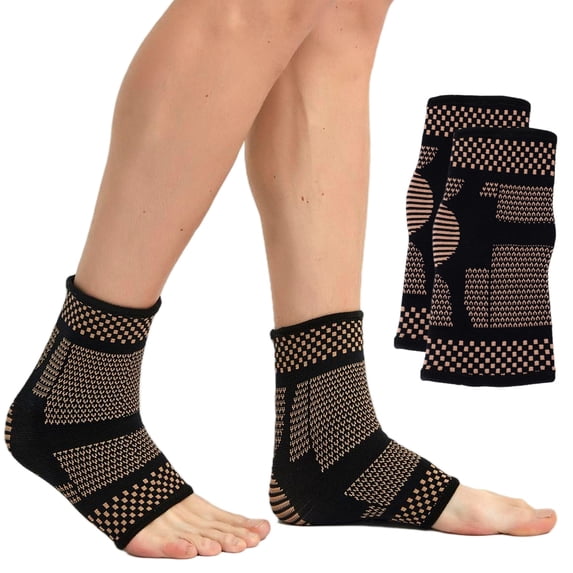 JQ Copper Ankle Brace Compression Sleeve Support for Sprains Achilles ...