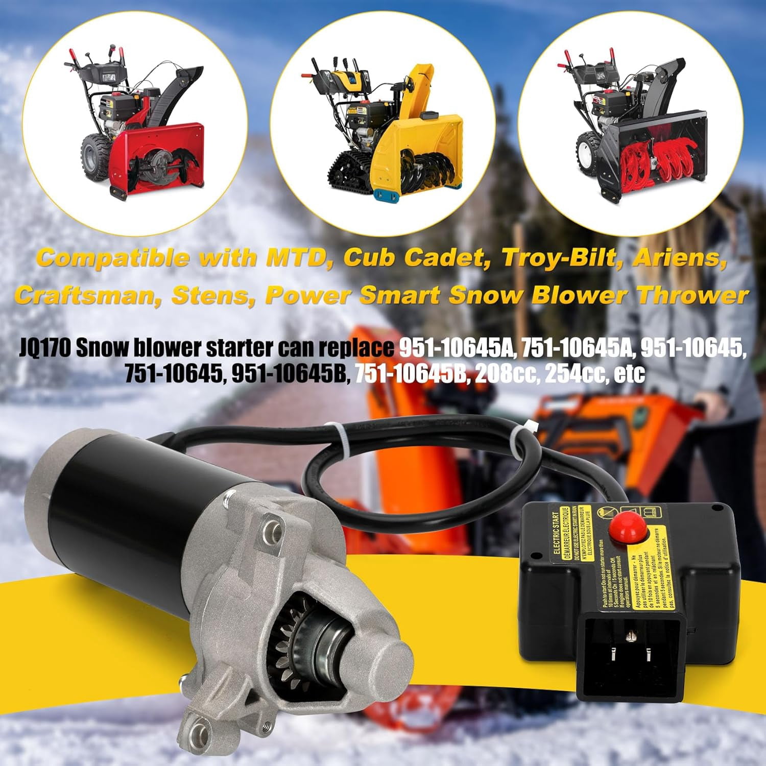 JQ170 Electric Starter Motor, 17 Teeth 120V Electric Starter for ...