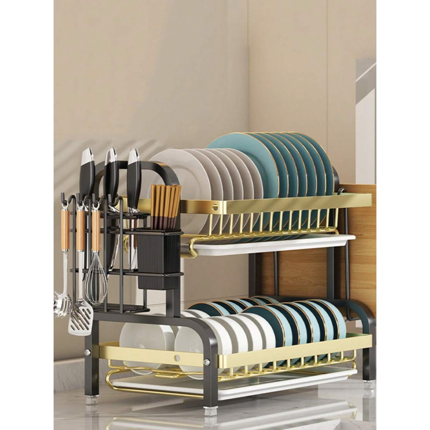 JQDWMDLX 1pc Kitchen Storage Rack Dish Plate Drain Shelf ...