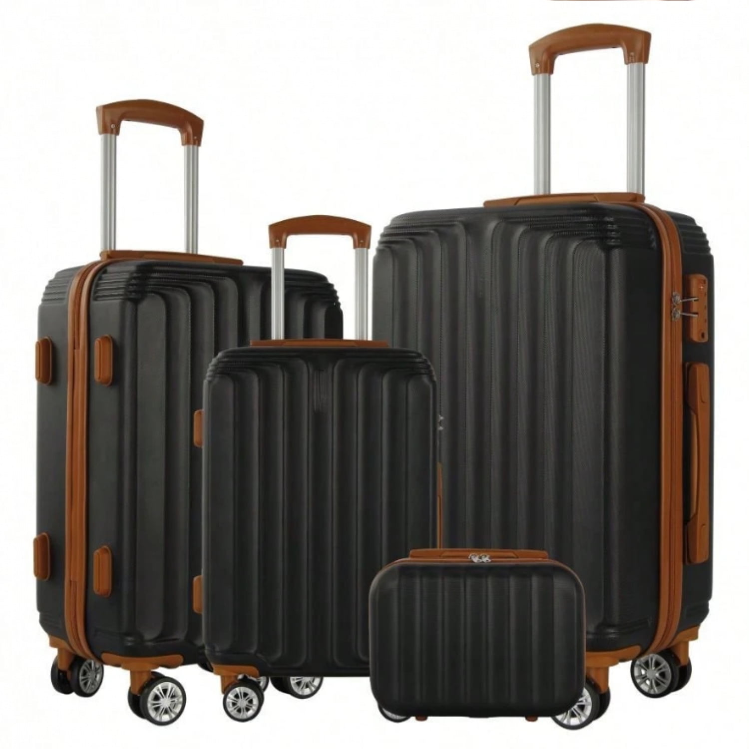 JQDWMDLX 4-Piece Black Suitcase Set with TSA Lock, Upgraded Universal ...