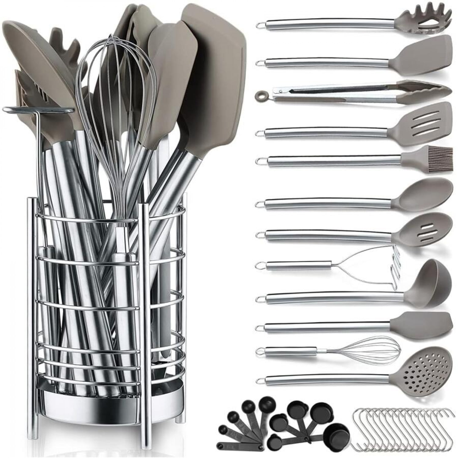 JQDWMDLX Kitchen Utensils Set 38 Pieces Non-Stick Silicone Cooking ...