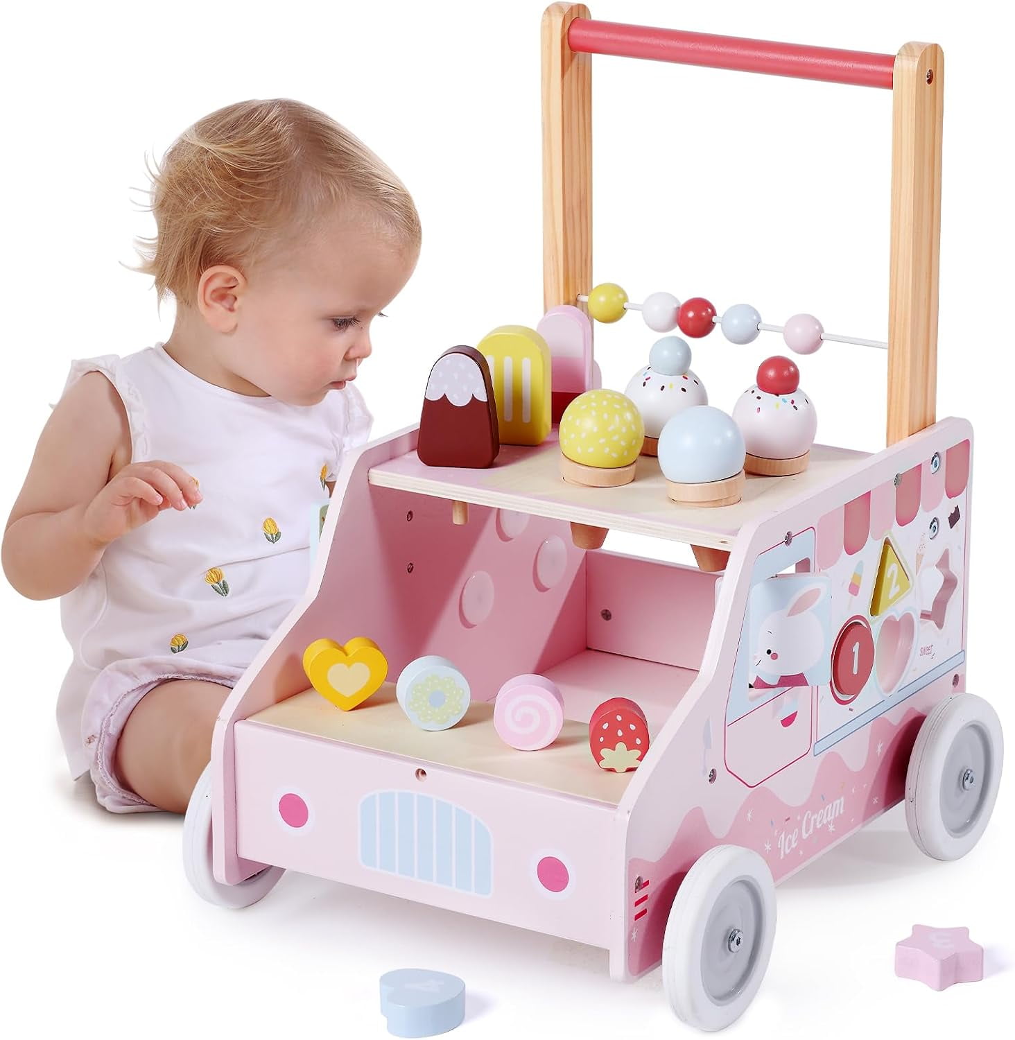 JQJQWooden Baby Walker, Push Activity Walker for Kids 12M ...