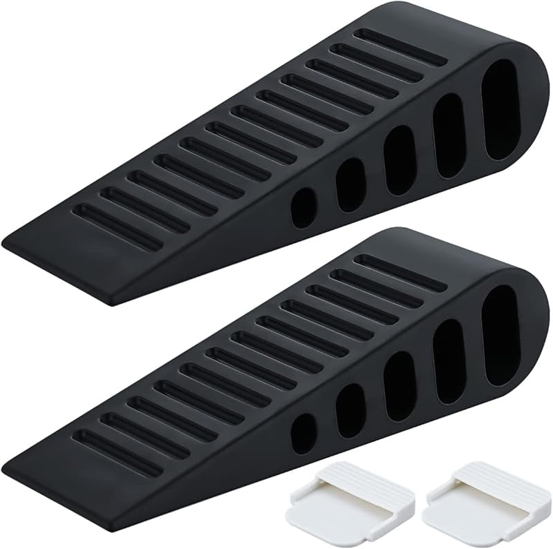 JQK Rubber Door Stopper Wedge, Black 2 Pack Soft TPR Premium Door Stops ...