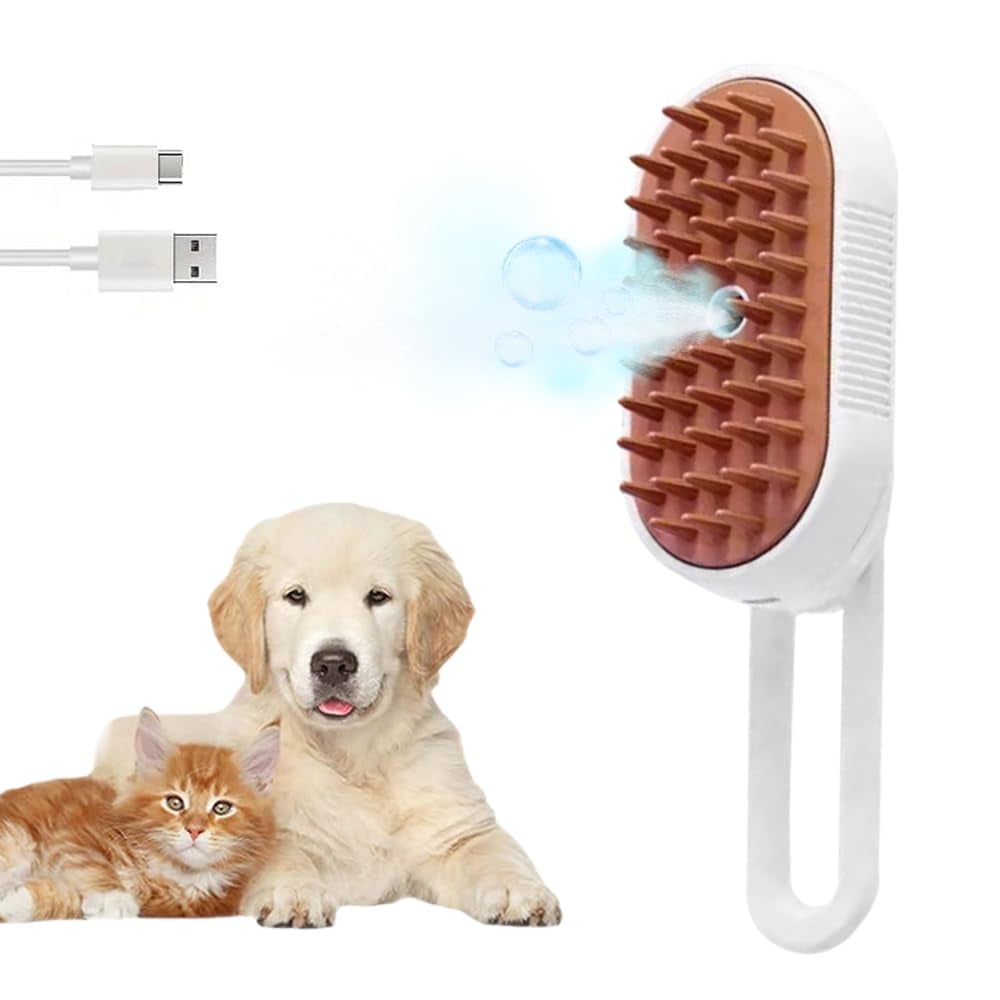 JQQA Cat Steam Brush Defur Comb For Cats, Upgrade 3 In 1 Pet Steam Brush For Massaging And ...