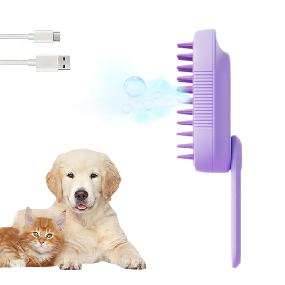 JQQA Cat Steam Brush Defur Comb For Cats, Upgrade 3 In 1 Pet Steam Brush For Massaging And ...